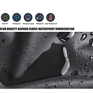 POMER Round BBQ Grill Cover 30inch, Waterproof Oxford Fabric Garden Barbecue Cover with Drawstring Cord