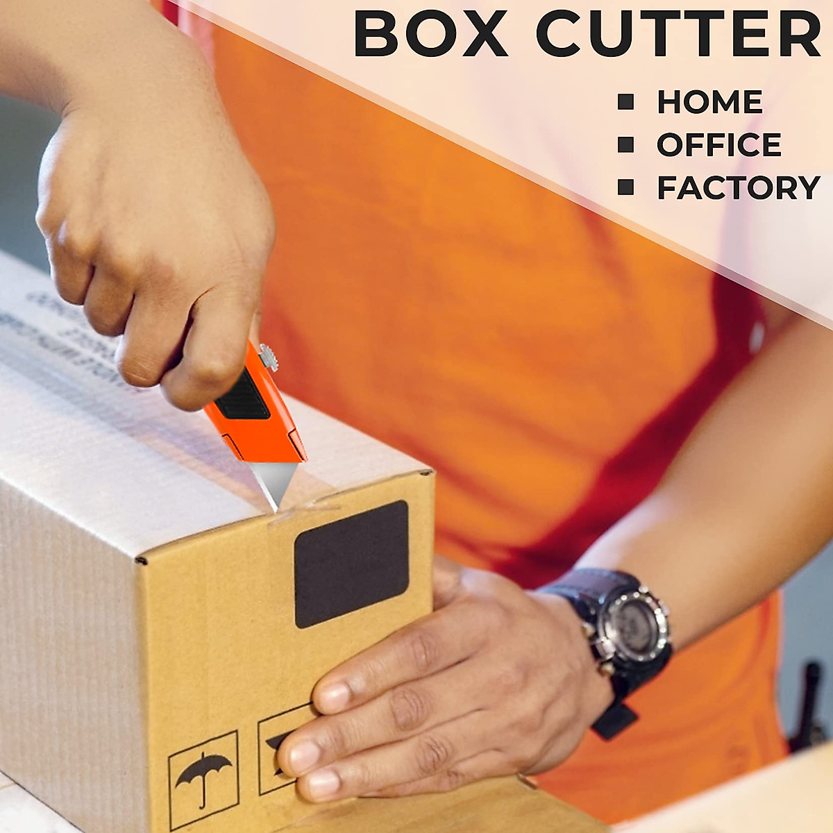 Jetmore 4 Pack Box Cutter Utility Knife, Heavy Duty Box Cutter Knife Razor Knife with 10 SK5 Blades, Box Cutter Retractable, Aluminum Shell Box Opener Box Knife for Home Office Construction