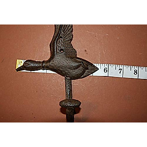 Southern Metal Duck Hunter Coat/Cap Wall Hooks, Rustic Cast Iron 7 1/2 inch high, Mudroom Entryway - H-04