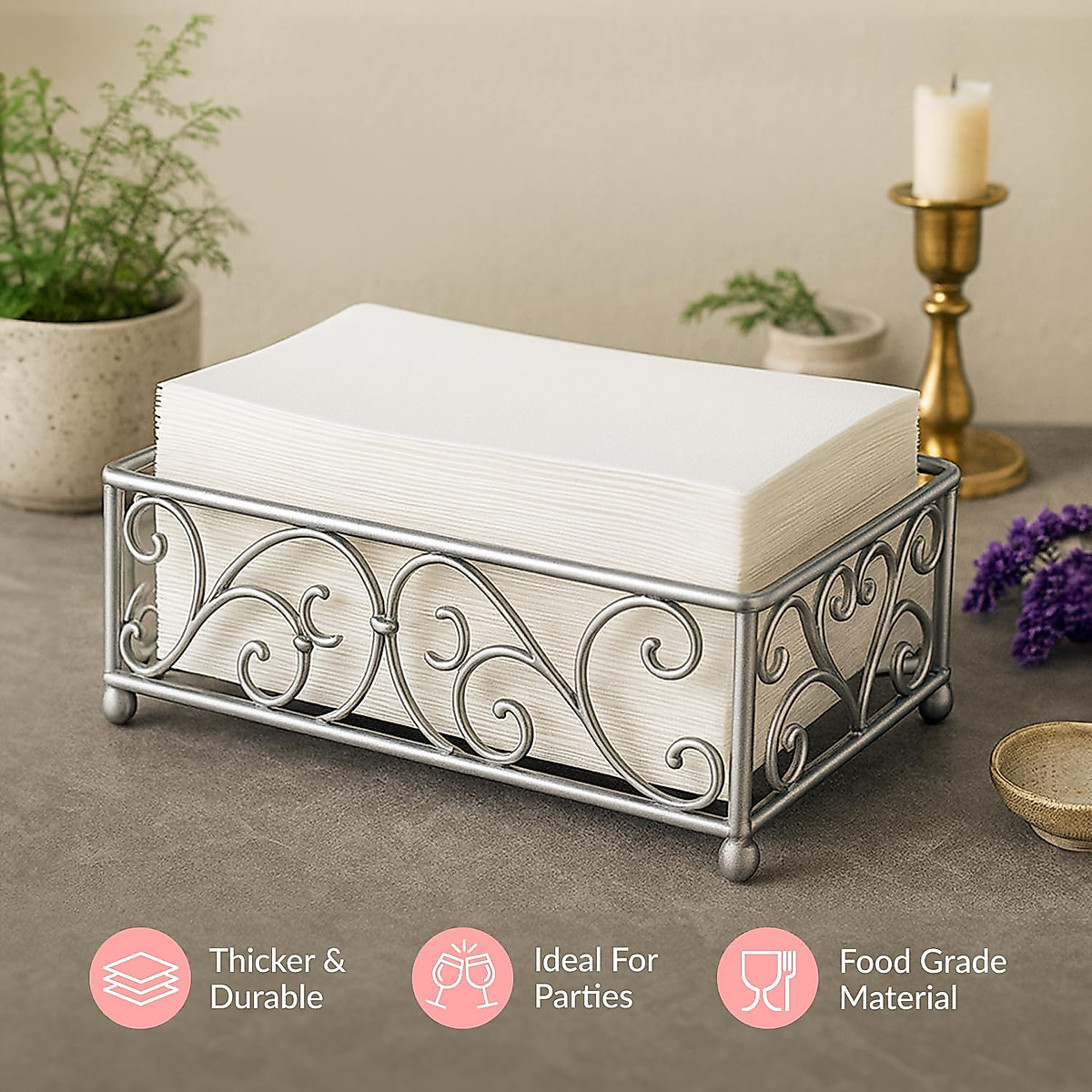 50 Linen Feel Disposable Bathroom Napkins - White | Disposable Guest Towels | Wedding Napkins | Paper Napkins | Disposable Paper Hand Towels for Guest Bathroom, Parties, Weddings, Dinners Or Events