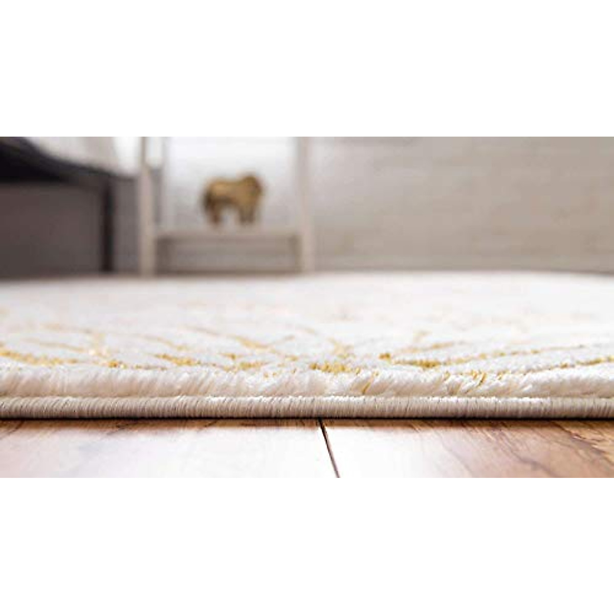 Unique Loom Glam Collection Geometric, Floral, Metallics, Modern, Chic Area Rug, 8 ft x 10 ft, White/Gold