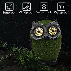 YOOLOOKY Solar Garden Lights Outdoor Owl Figurine with Luminous Eyes, Waterproof Garden Decorative Light for Courtyard Patio Pathway Lawn