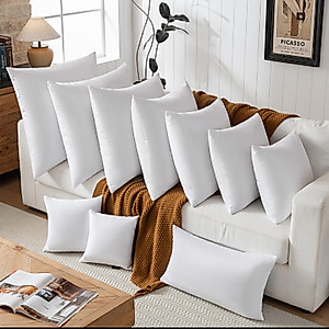 basic home 26x26 Euro Throw Pillow Inserts-Down Feather Pillow Inserts-Cotton Fabric-Set of 2-White