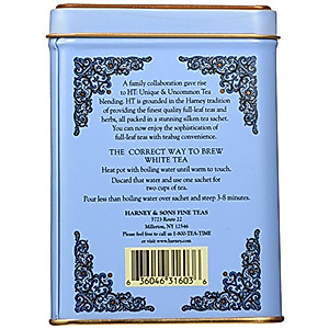 Harney & Son's Mothers Day Winter White Earl Grey Tea (20 Sachets, 1.4oz Tin) - Chinese White Tea Blended with Natural Lemony Bergamot - Caffeinated, Light Bodied Brew - Comes in Decorative Tin
