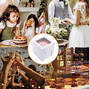 Huoshange Tall Cake Boxes for Tier Cakes,2 Sizes 4 Pack 10x10x12in and 12x12x12in,Sturdy Cardboard Cake Boxes Shipping in 2 3 Tier for Layer Tiered Cakes，Disposable Cake Containers