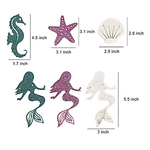 Mermaid Happy Birthday Banner, Mermaid Starfish Seashell Seahorse Banner, Under The Sea Mermaid Theme Party Decoration