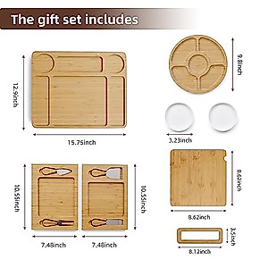 Large Charcuterie Boards, Bamboo Cheese Board and Knife Set, Charcuterie Platter Cheese Trays, House Warming Gifts New Home, Wedding Gifts for Couple, Unique Bridal Shower Gift for Women