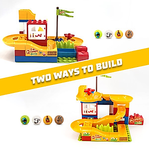 La Granja de Zenon Marble Run Building Blocks Set for Kids Big Bricks Track Maze STEM Toy Race Track Compatible with All Major Brands with 4 Marbles Balls for Boys Girls Toddlers Ages 3 4-8+ (50 PCS)