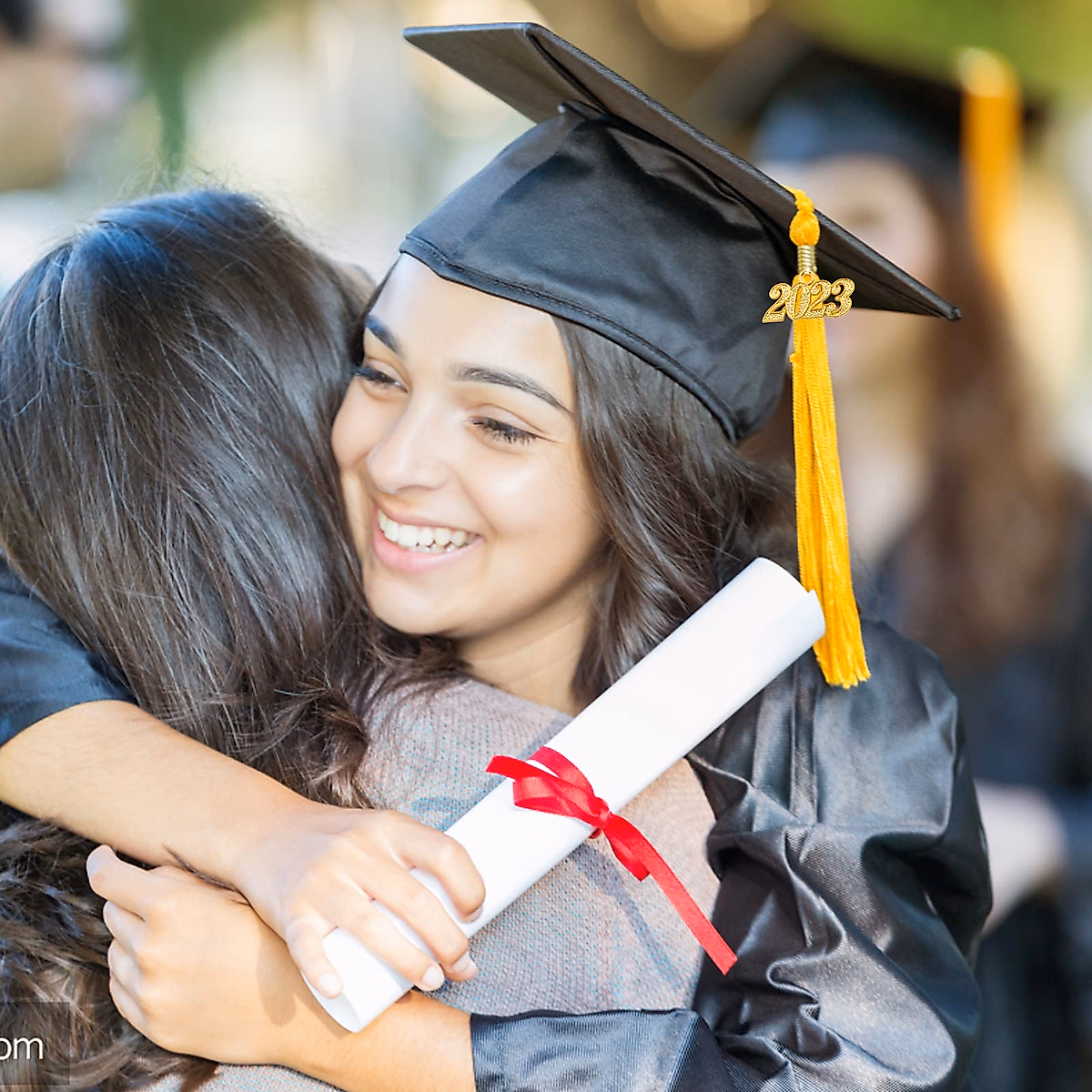 10pcs Yellow Graduation Tassels Academic Graduation Cap Decoration Tassel with 10pcs 2023 Year Golden Charms for 2023 Graduation Ceremonies Party Activities