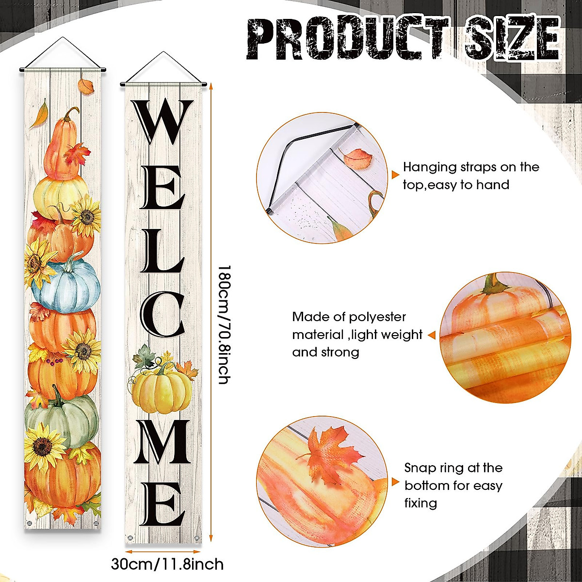 3 Pcs Thanksgiving Porch Sign Banner Fall for Jesus He Never Leaves Hanging Door Sign Thanksgiving Pumpkin Maple Leaf Harvest Welcome Banner for Home Porch Front Door Decor