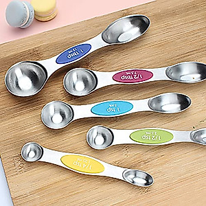 KUFUNG Kitchen Stainless Steel Baking Measuring Spoon &Cups Set for Dry or Liquid (5 pcs, Mixed Color)