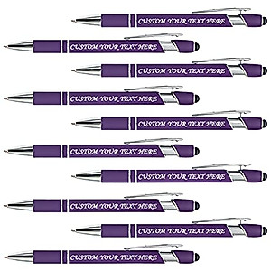 10 Pcs Personalized Pens Bulk Custom Ballpoint Pen, Engraved Pen with Name Logo Text Stylus Pens for Touch Screens Bulk-for Businesses, Office, Events, Wedding Gift for Men Women - 18 Colors