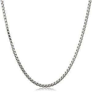 Amazon Essentials women Sterling Silver Italian 1.2 mm Diamond Cut Box Chain Necklace, 24", (previously Amazon Collection)