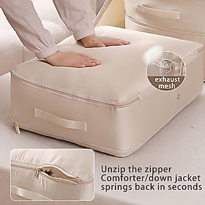 YESSZ Ultra Space Saving Self Storage Organizer,Clothing Organizer,Foldable Wardrobe Organizer,Portable Moving Bag for Clothes,Blankets,Quilts,Sheets and Pillows (Grey, XL (52 * 42 * 60CM))