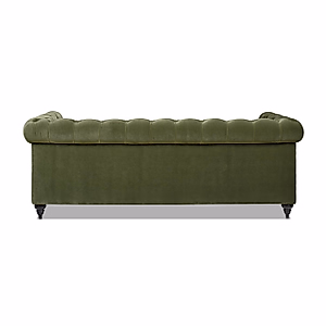 Jennifer Taylor Home Alto 88" Tufted Chesterfield Sofa, Olive Green Performance Velvet