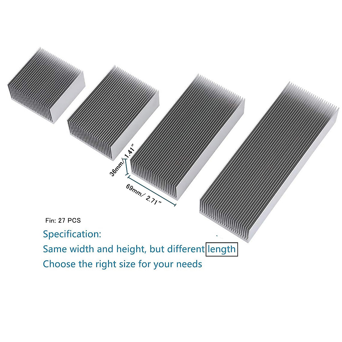Awxlumv Large Aluminum Heatsink 5.9" x2.71" x 1.41" / 150x69x36mm High Power Heat Sink Diffusion Cooling Cooler 27 Fin Radiator for Led Amplifier Transistor Semiconductor PC Computer PCB IC Module