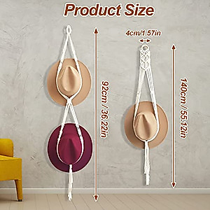 Topretty Hat Organizer 3 Pieces Boho Hats Rack Handmade Cotton Rope Woven Hat Hangers Bohemian Hat Holder for Man and Women Caps Storage Wall Display Living Room Bedroom Decor
