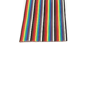 IIVVERR 1m 3.3ft 40 Pin Rainbow Color Flat Cable IDC Wire 1.27mm Pitch (1m 3.3ft 40 Pin Rainbow Color Flat Cable IDC 1.27mm Pitch
