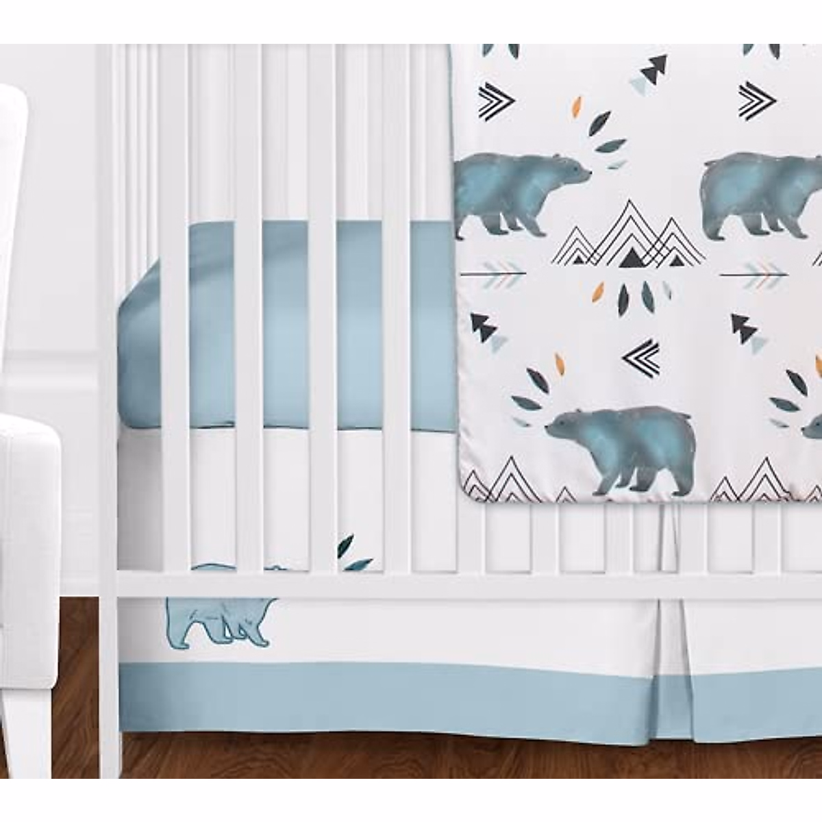 Sweet Jojo Designs Bear Mountain Watercolor Baby Boy Crib Bedding Set 11 Pieces