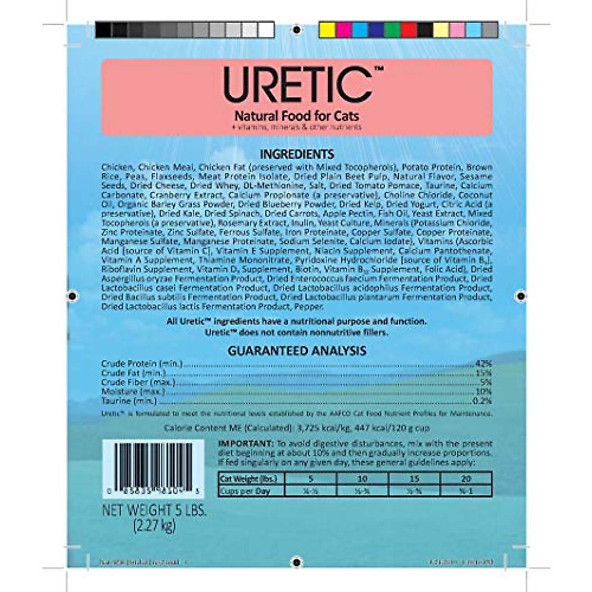 Wysong Uretic - Dry Natural Food for Cats, Chicken, 5 pounds