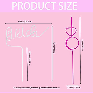 CHSLtmxq 12pcs Reusable Bachelorette Party Decoration Straws, Includes 1 White Large Bride Straw,11 Pink Diamond Ring Straws, Bride party Favors Bridal Shower Wedding Engagement 12.6‘’ With 2 Brushes