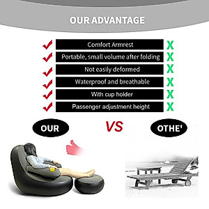 Set of 2 Inflatable Armrest Lounge Chair with Ottoman,Hand Pump,Eye Mask,Earplugs-Portable Blow Up Sofa,Air Chaise Lounge,Ideal Loveseat Set for Family Movie Night,Couple,Gaming,Party,Camping,Garden