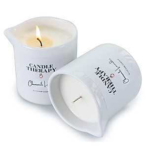 Candle Therapy Massage Oil Candles with Spout, 8.1 oz Natural Moisturizing Lotion Candle for Relaxing Body Candle, Low Temp Massaging Candle (Lavender Chamomile)