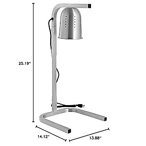 Kratos Bulb Warmer, One Bulb Heat Lamp, Silver, 120V, 250 Watts, Countertop Food Warmer for Restaurants (31M-001)