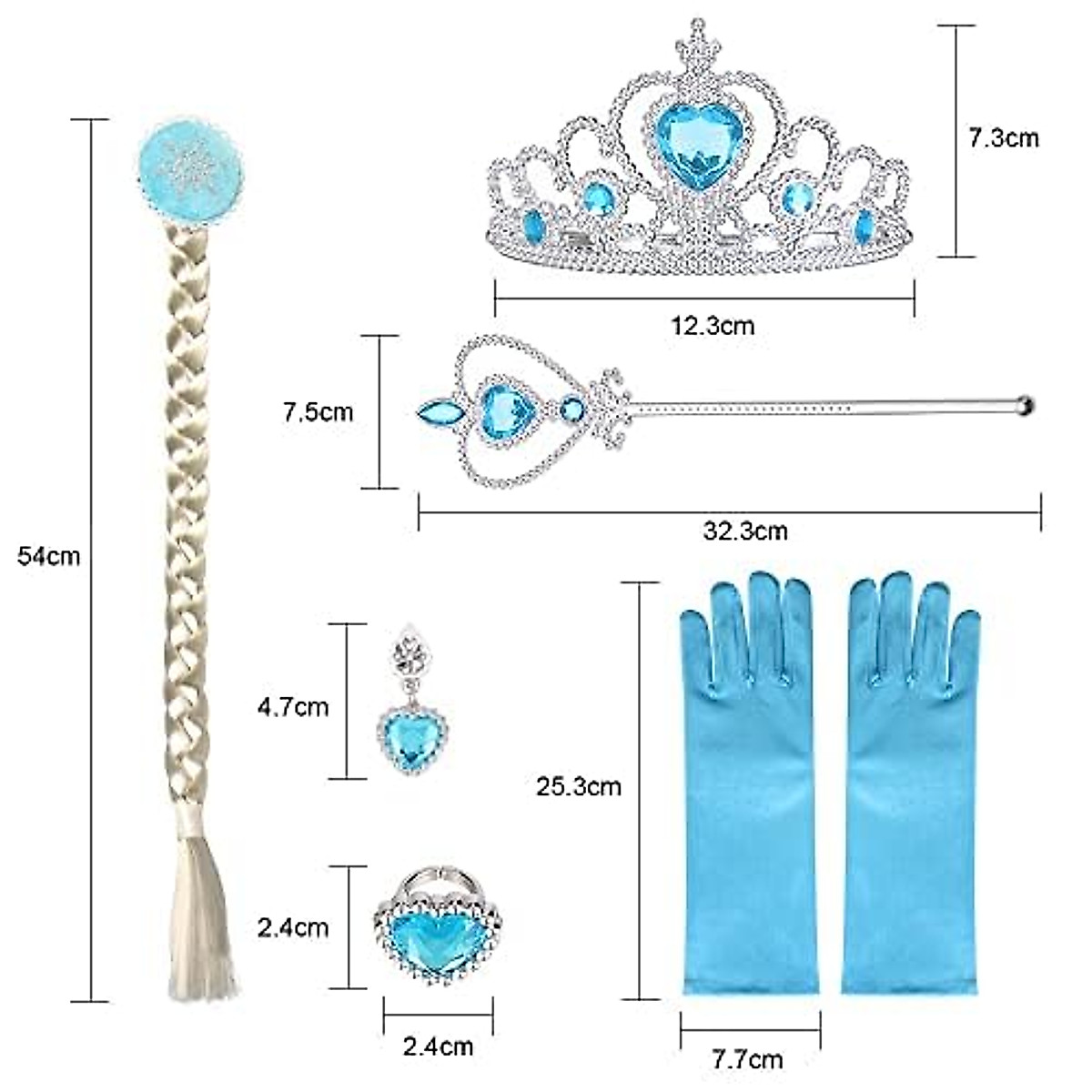 URAQT Princess Dress Costume for Girls Princess Costume Fancy Dress Up for Christmas Birthday Party Queen Cosplay with Crown Wand