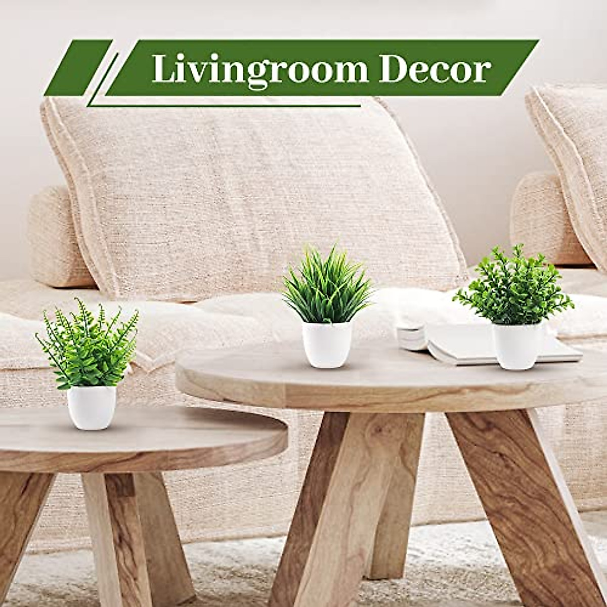 Der Rose 4 Packs Fake Plants Small Artificial Faux Potted Plants for Living Room Home Office Farmhouse Bathroom Kitchen Decor Indoor