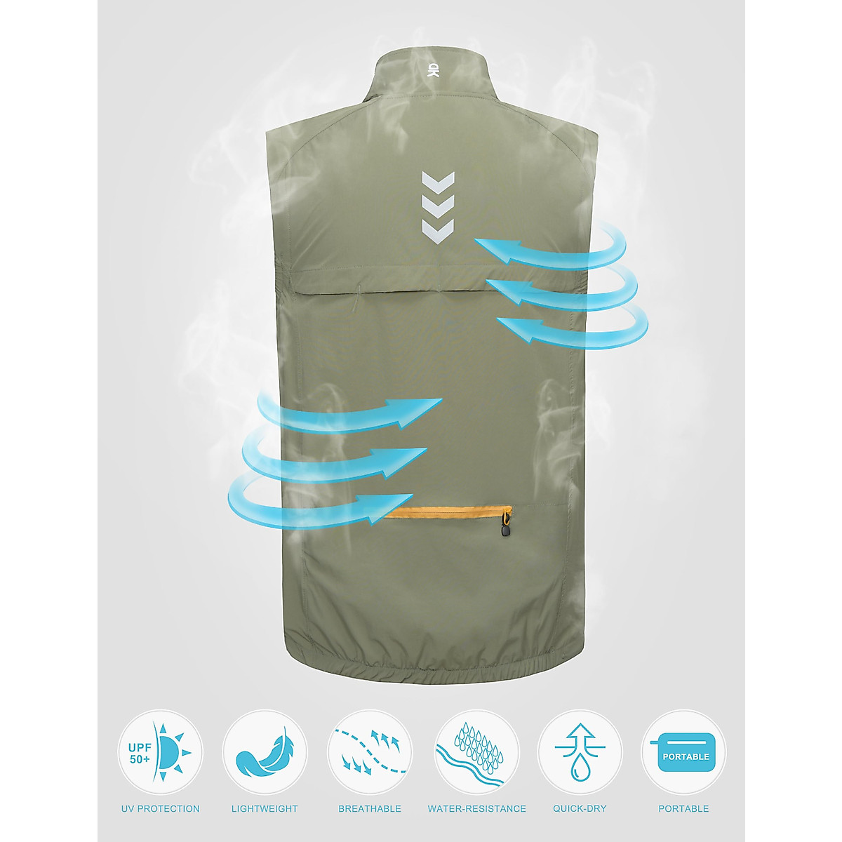 Little Donkey Andy Men's Quick Dry Vest Sleeveless Summer Stretchy Windproof Jacket for Golfing Cycling Running Laurel Oak S