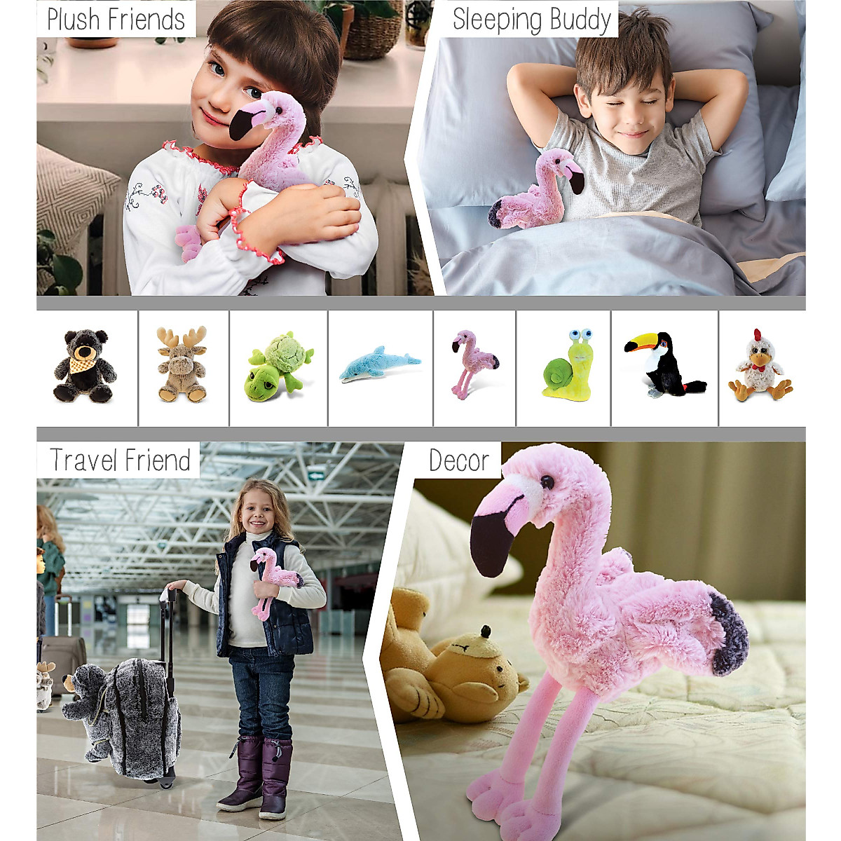 Puzzled Super Soft Pink Flamingo Plush, 8"