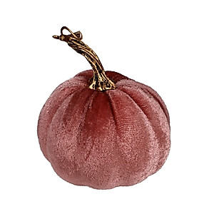 Farmhouse Fall Harvest Velvet Foam Pumpkins for Halloween, Thanksgiving, Centerpiece, Mantel, Table Decor (Rose, Teal)