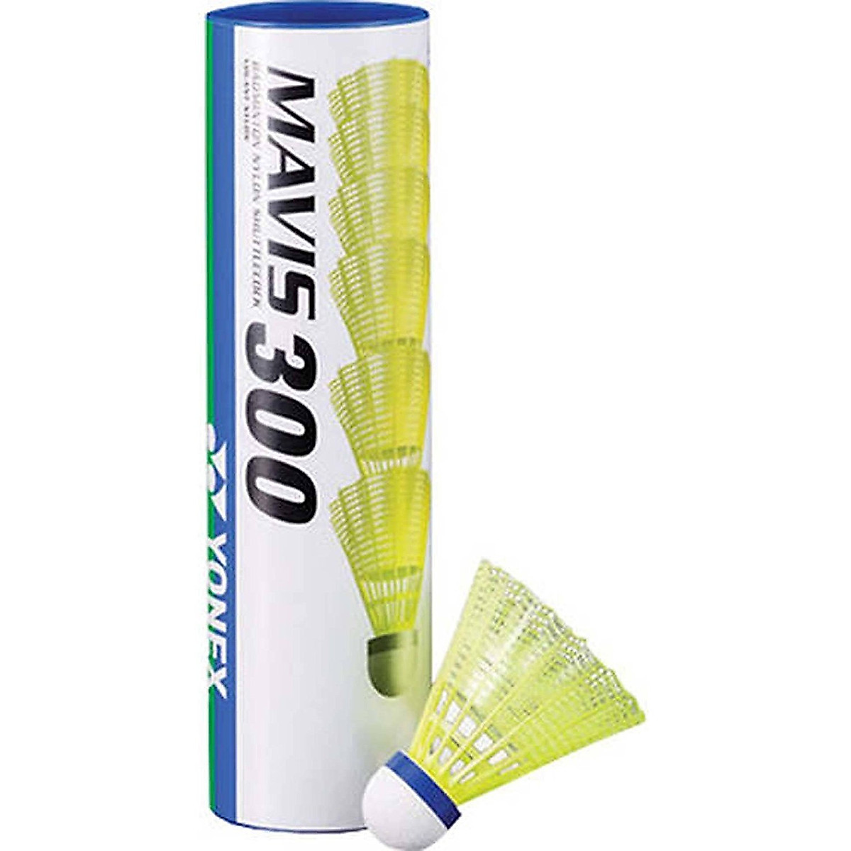 YONEX Mavis 300 Badminton Medium Speed Volant Nylon Shuttlecock, Yellow, 1 Dozen, 2 Tube
