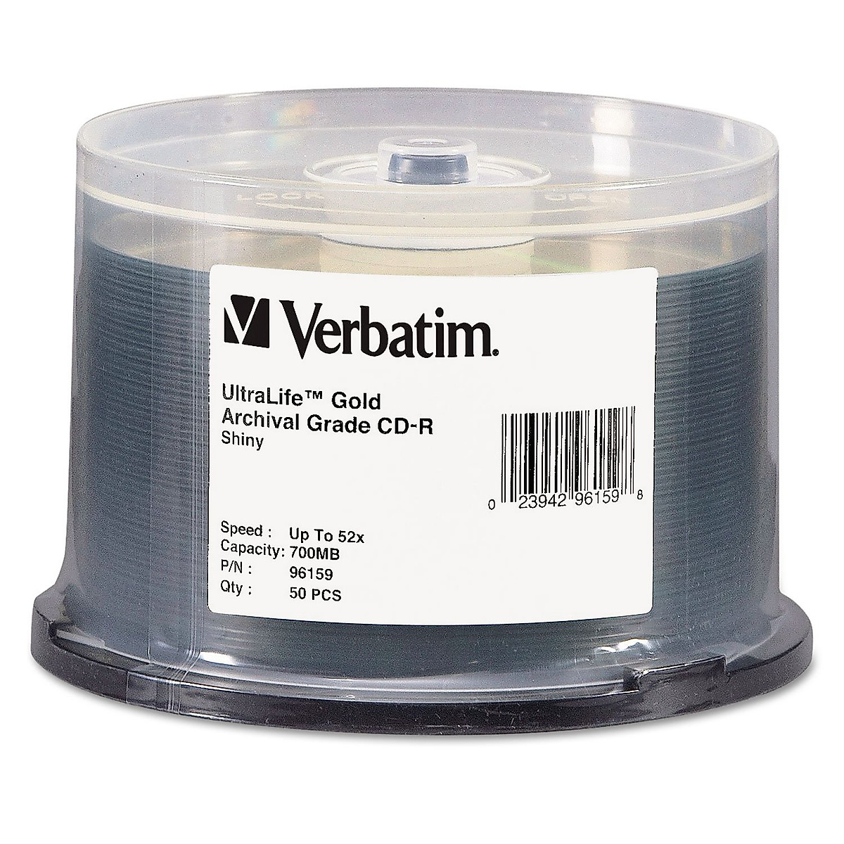 UltraLife Gold Verbatim 96159 Archival Grade CD-R w/Branded Surface 700MB 52X, 50/PK Spindle