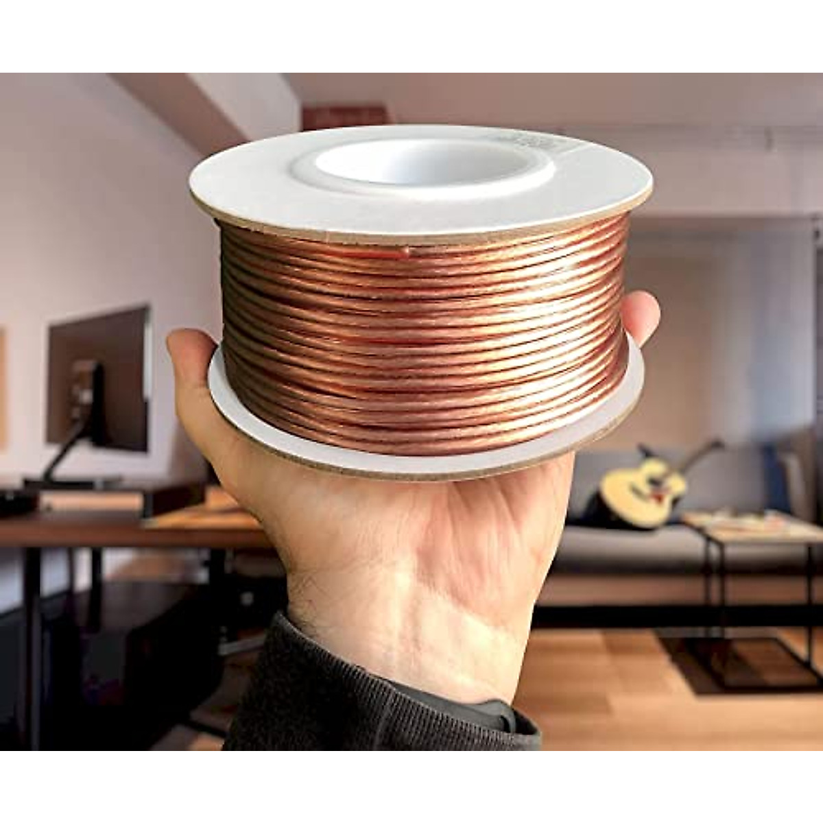 Kinter Cable 100ft 16-Gauge Audio Stereo Speaker Wire Cable, 100 Feet, 30.48 Meters, 2 Conductor, Polarity Marked, Flexible Clear PVC, CCA, Home Theater, HiFi, Surround or Auto Amps