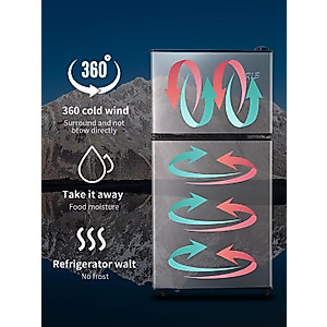 oditton Krib Bling-FLS-80-SILVER Mini Fridge with Freezer, Silver