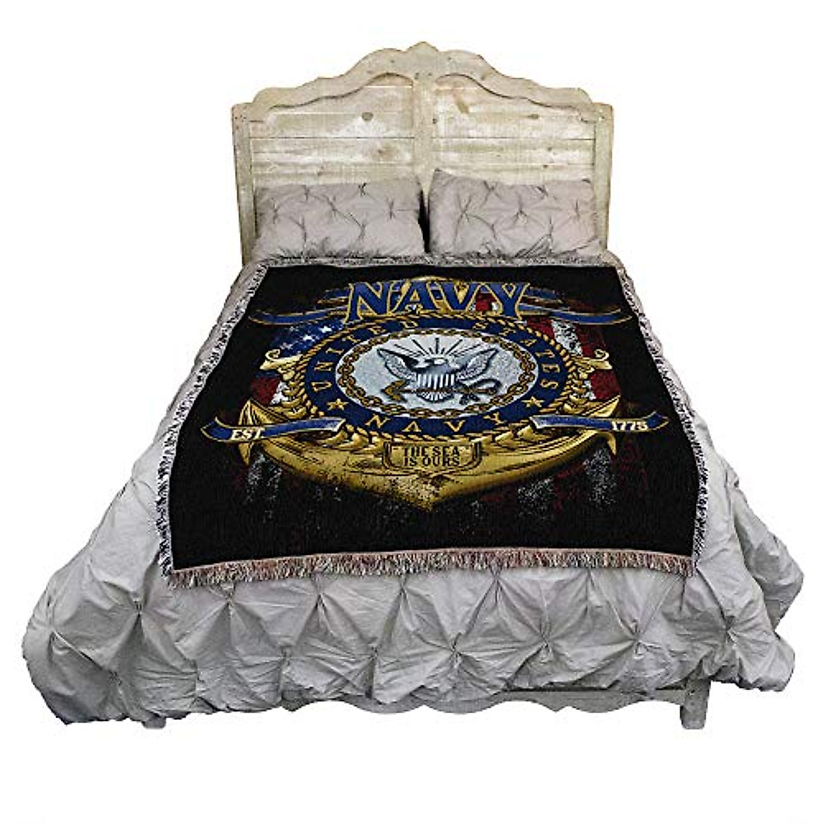 Pure Country Weavers PCW - US Navy Strong Blanket - Gift Military Tapestry Throw Woven from Cotton - Made in The USA (72x54)