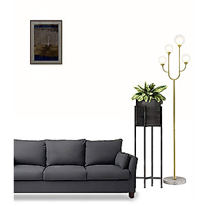 Hsyile Lighting KU300227 Brushed Brass Finish Modern Floor Lamp 4-Light with White Transparent Globes and Round Base - for Living Room,Bedroom,Living Room and Office