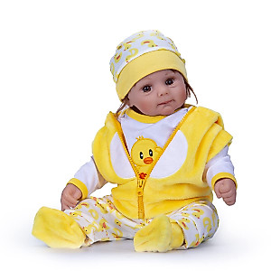 MAIHAO Reborn Baby Doll Clothes for 17-22 Inch Newborn Baby Doll Boy, 17-22 inch Yellow Duck 5pcs Set Baby Doll Clothes Outfit Accessories fit 17-22 Inch Baby Doll Girl