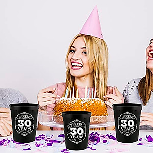 Veracco Cheers To 30 Years Old Stadium Party Cup 30th Party Favors Decoration Funny Birthday Gag Gifts For Him Her Thirty And Fabulous (Black, 12)