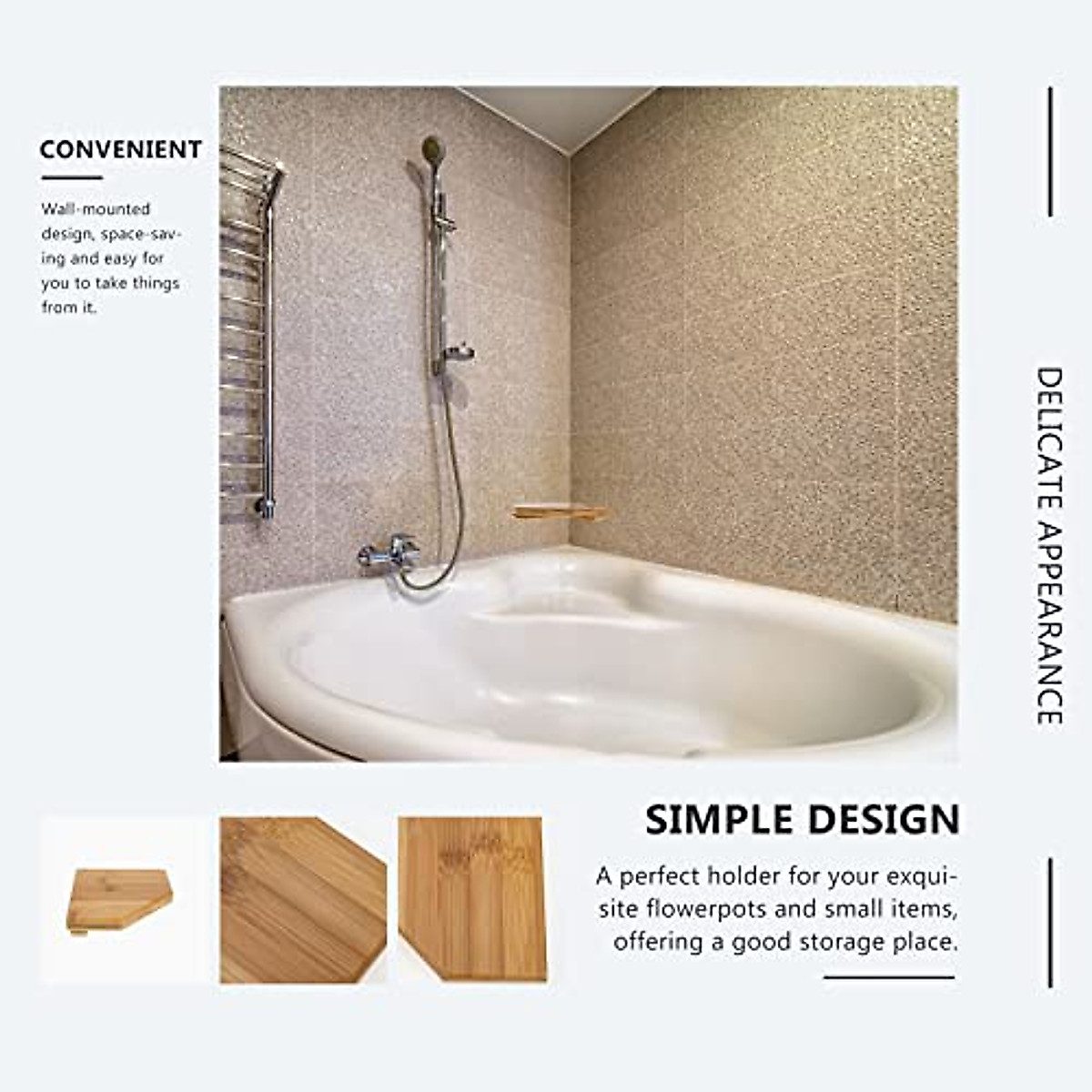 DECHOUS Corner Wall Shelf, Beech Wood Floating Shelves Wall Mounted, Natural Corner Wall Shelf