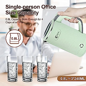 EVATEK Small Electric Kettle, 600W Mini Portable Tea Kettle, Travel Stainless Steel Interior Hot Water Boiler, Auto Shut-Off & No Base, Gift for Camping, Office, Student Dormitory