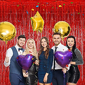 3 Pack Fringe Curtains Party Decorations,Tinsel Backdrop Curtains for Parties,Photo Booth Wedding Graduations Birthday Christmas Event Party Supplies (Red)