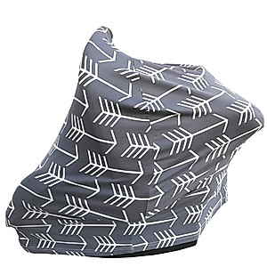 Nursing Cover for Babies Versatile Baby Car Seat Cover for Newborn Grey with White Arrow