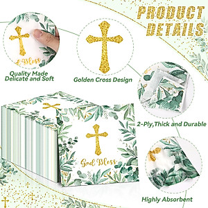 100Pcs God Bless Napkins Baptism Napkins First Holy Communion Mi Bautizo Napkins Cross Religious Paper Napkins for Newborn Baby Shower Party Christening Religious Party Decorations