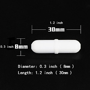 Magnetic Stirrer Stir Bars, Diameter 0.32" (8 mm), Length 1.2" (30 mm), 5 Pieces