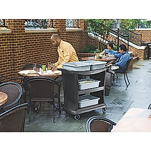 Rubbermaid Commercial Products Executive Series Utility Cart with Wheels, Black, Two Shelf Cart for Kitchen/Restaurant/Cafeteria/School/Storage 300 lbs. Capacity