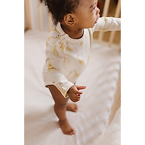 PEHR Shoulder Snap One-Piece Giraffe / 0-3 mos., Marigold