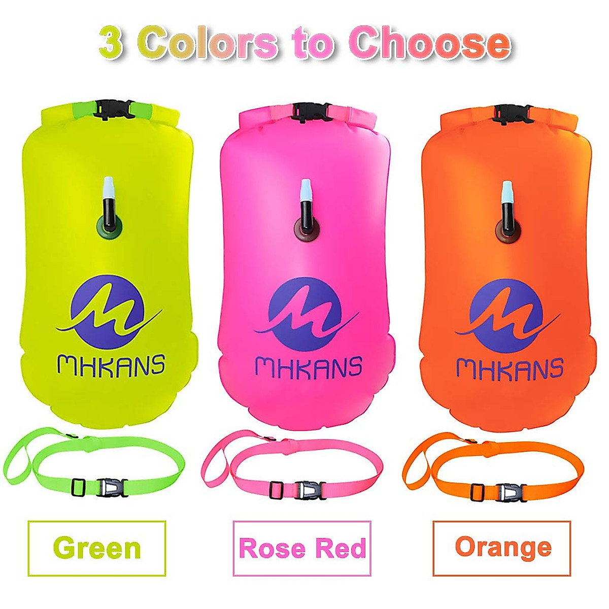 YMLHOME Swim Buoy 20L Swimming Safety Buoy Float Dry Bag with Adjustable Waist Belt and Waterproof Cell Phone Bag for Open Water Swimmers and Safer Swim Training (Green)